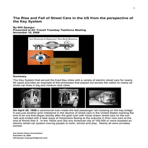 2009 Key System History Presentation at Transbay Taskforce | PDF