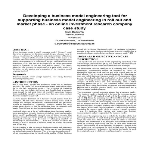 BSc-thesis: Developing a business model engineering tool for supporting ...