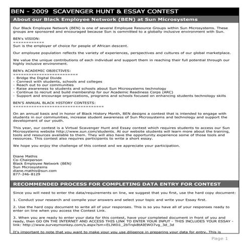 Black History Contest - Virtual Scavenger Hunt Essay Contest | PDF