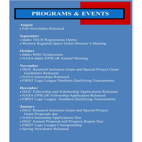 2009 Calendar Of Events | DOC