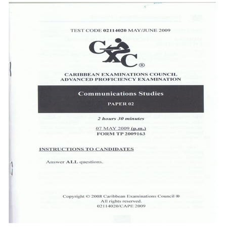 2009 CAPE COS Paper 2 + CXC School Report | PDF