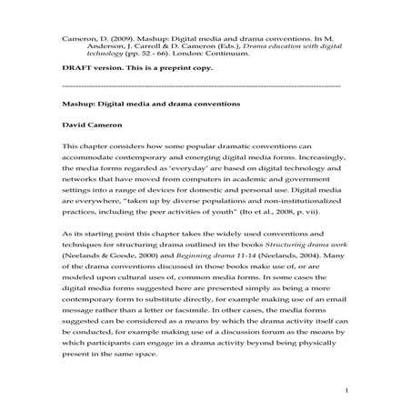 Mashup: Digital media and drama conventions | DOCX