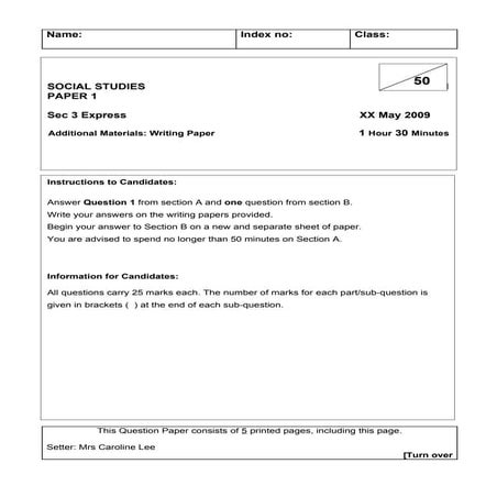 CSEC Social Studies Paper 1 | PDF