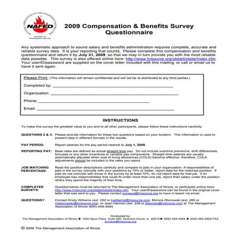 2009 nafed compensation & benefits survey questionnaire | PDF