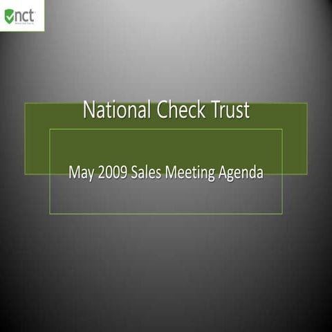 2009 Nct Sales Meeting Agenda | PPTX