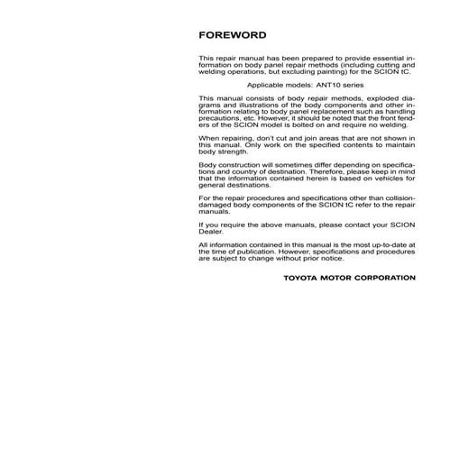 2009 scion tc service repair manual | PDF