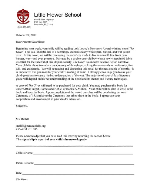 2010 Romeo And Juliet Parent Letter | PDF
