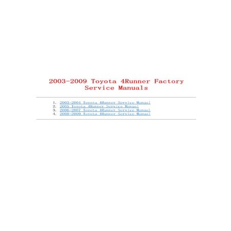 2009 toyota 4 runner service repair manual | PDF