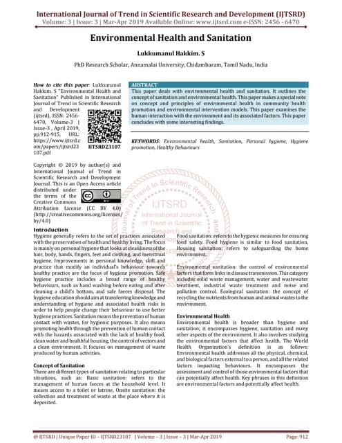 Environmental sanitation | PPTX | Environmental Services Industry ...