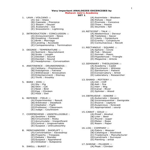 200 important analogies | DOC