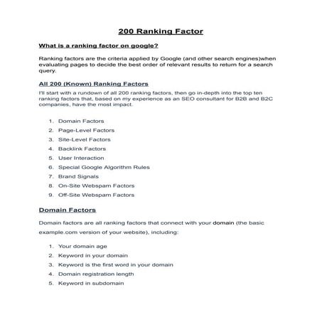 200 Web site Ranking Factor | PDF