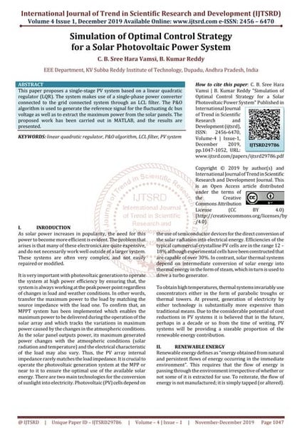 Maximum Power Point Tracking Based Photo Voltaic System For Smart Grid