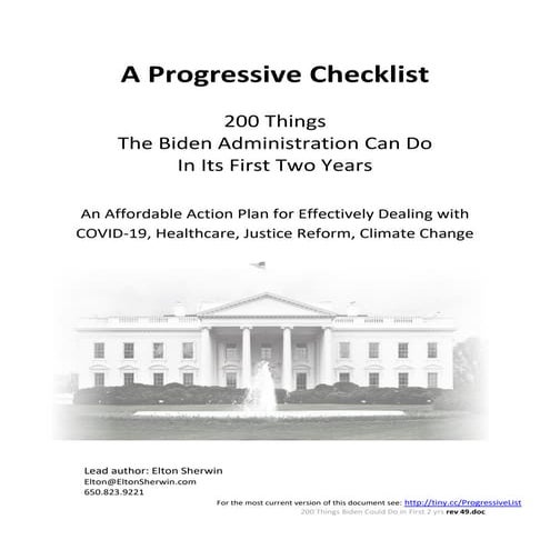 A Progressive Checklist: 200 Things the Biden Administration Should Do ...