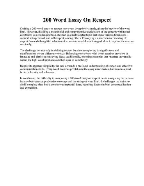 A 250 Word Essay | PDF