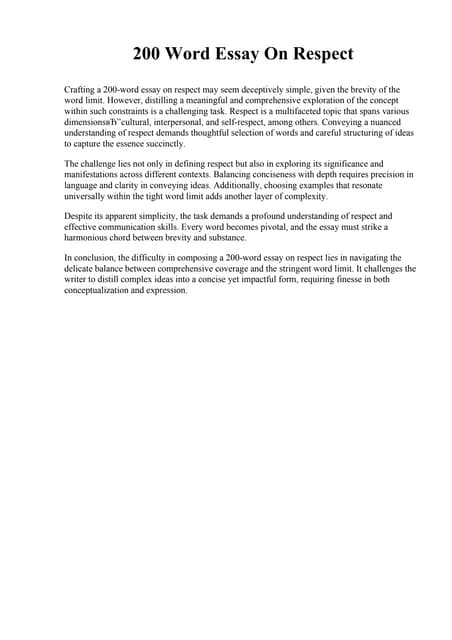 A 250 Word Essay | PDF