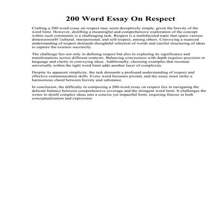 200 Word Essay On Respect | PDF