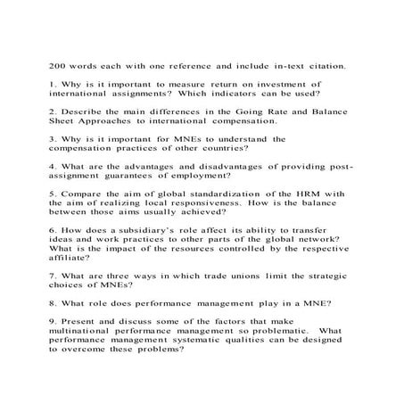 200 words each with one reference and include in-text citation. | DOCX