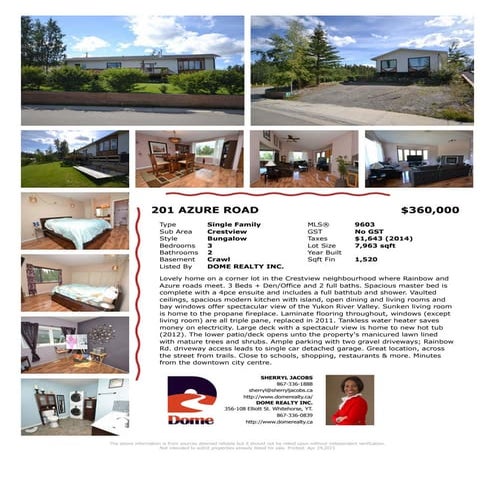 201 AZURE ROAD - CRESTVIEW REAL ESTATE - YUKON REAL ESTATE | PDF