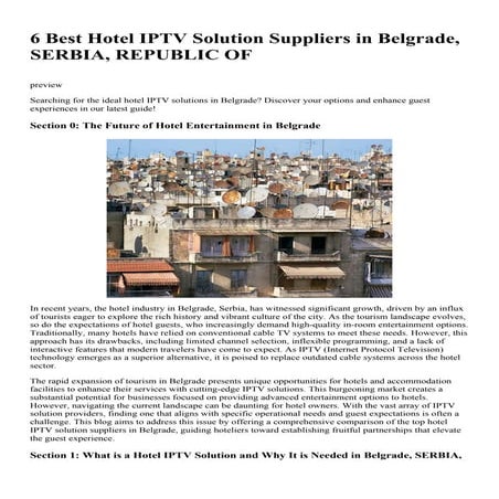 6 Best Hotel IPTV Solution Suppliers in Belgrade, SERBIA, REPUBLIC OF | PDF