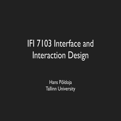 IFI 7103 Interface and Interaction Design | PDF