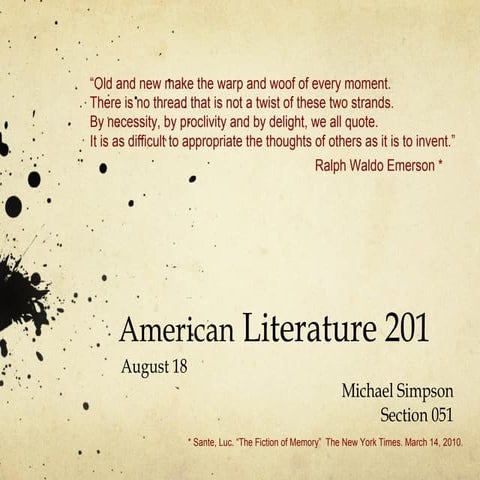American Lit 2010-01 | PPT | Spirituality | Religion & Spirituality