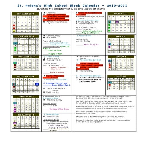 2010 11 high school calendar updated | PDF
