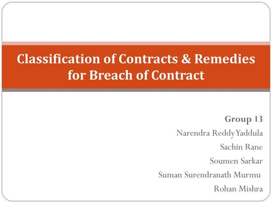 Presentation on Breach Of Contract | PPT
