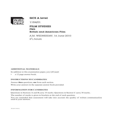 Wjec eduqas-a-level-film-studies-specification | PDF