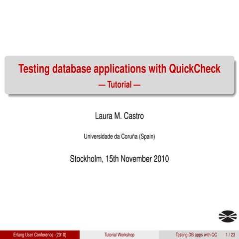 Testing Database Applications With Quickcheck Ppt