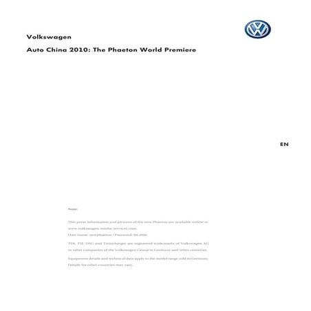 2011 Volkswagen Phaeton | PDF
