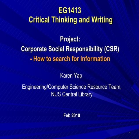 Step by step search process for Corporate Social Responsibility | PPT