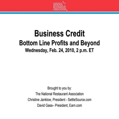Business Credit: Bottom-Line Profits and Beyond | PPT