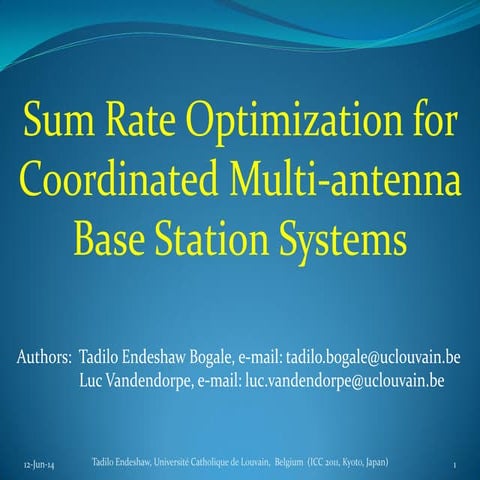 Sum Rate Optimization for Coordinated Multi-antenna Base Station Systems | PDF