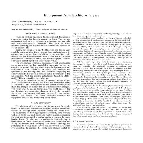 Equipment Availability Analysis | DOC