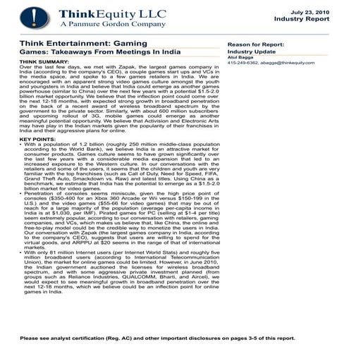 Games: Takeaways From Meetings In India | PDF