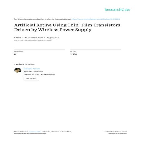 IEEE BASE paper on artifical retina using TTF technology | PDF