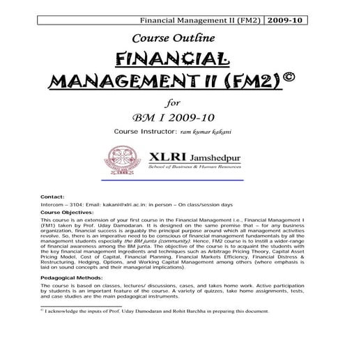 2010 bm fm2 course outline | PDF