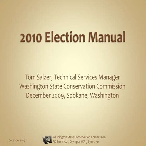 2010 Election Manual | PPTX | Elections | Politics