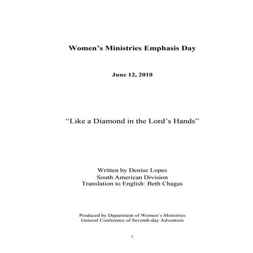 2010 Women's Ministry Emphasis day | PDF