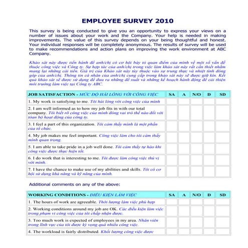 2010 employee survey form draft ev | PDF