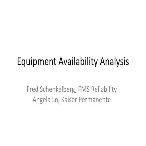 Equipment Availability Analysis | PPTX