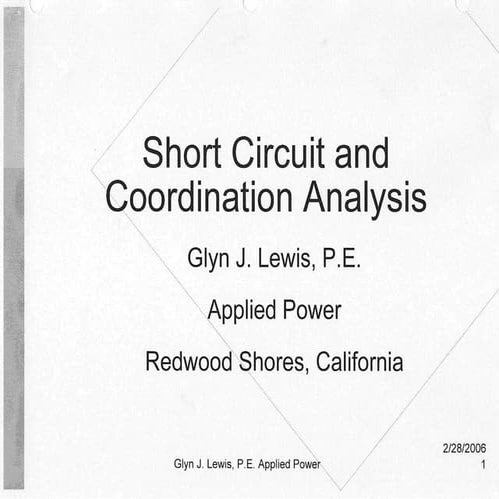 Short Circuit and Coordination Anaylsis | PDF