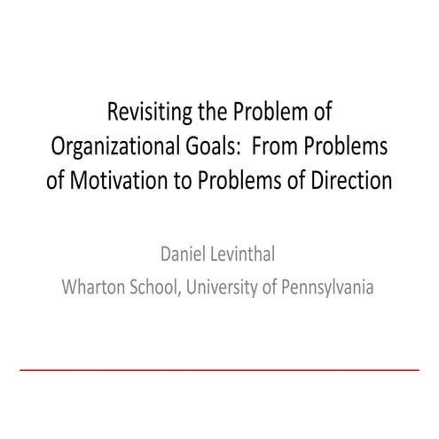 Dan Levinthal 2010 OMT Division Distinguished Scholar | PPT