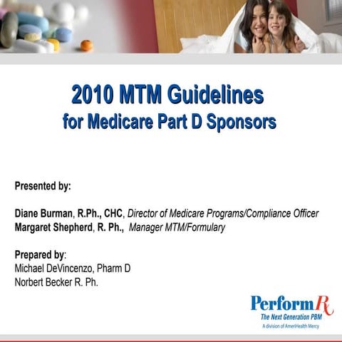 2010 MTM Guidelines For Medicare Part D Sponsors | PPT