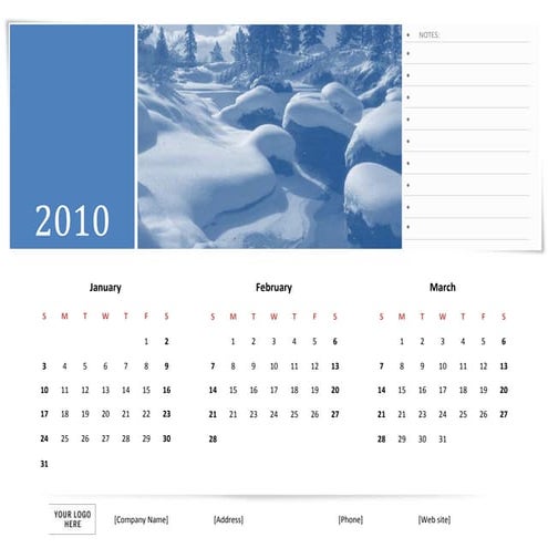 2010 Quarterly Business Calendar | DOCX