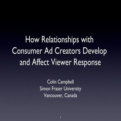 How Relationships with Consumer Ad Creators Develop and Affect Viewer ...