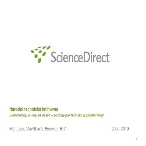 ScienceDirect (Lucie Vavříková) | PPT