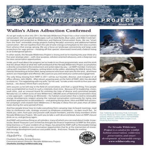 Winter 2010 Nevada Wilderness Project Newsletter | PDF