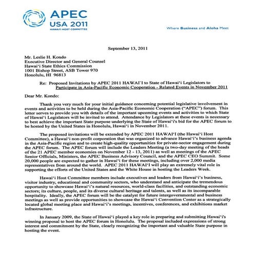 APEC Hawaii Host Committee Sept 13 letter | PDF