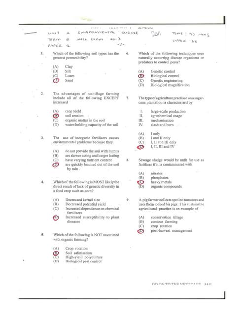 CAPE Environmental Science Unit 2 2015 Paper 2 | PDF